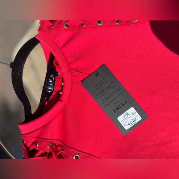 AKIRA | Dresses | Akira Bodycon Red Dress With Laces New | Poshmark